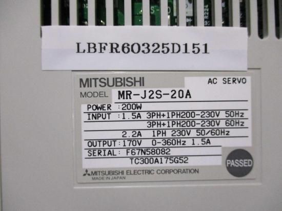 中古MITSUBISHI AC SERVO MR-J2S-20A サーボアンプ 200W - growdesystem